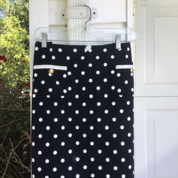 Talbots | Skirts | Nwt Talbots Cute Black Cream Polka Dots Ribbon ...